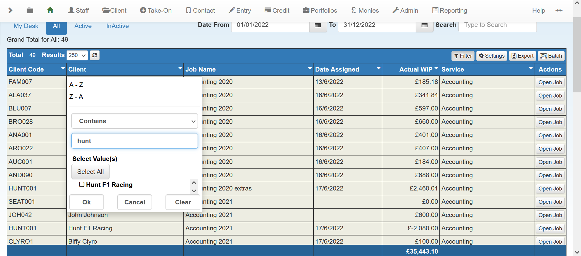 Use in-column filtering