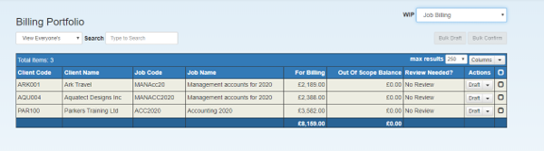 Manage job billing